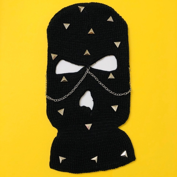 Accessories | Handmade Studs Chain Ski Mask Full Face Mask 3 Holes Face ...
